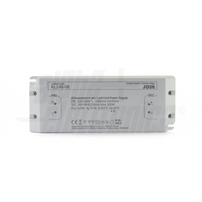 KL248-08 - Alimentatore slim per LED a tensione costante 300W - 48Vdc - IP20 - Alpha Elettronica