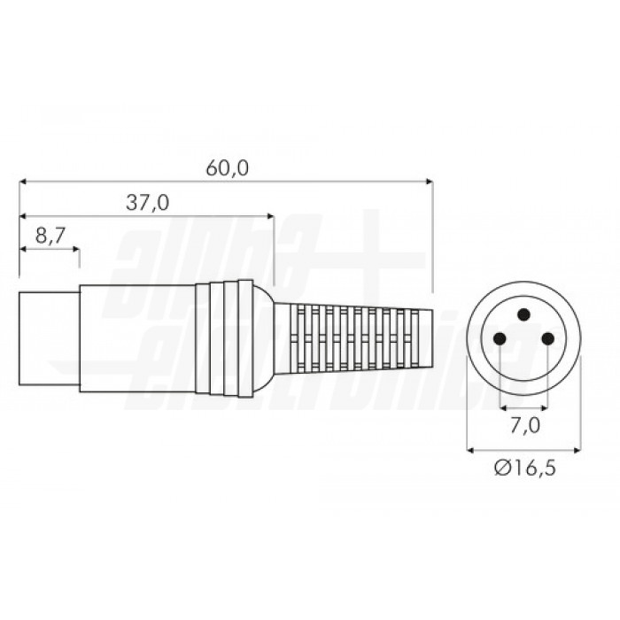 7-1 - Spina schermata DIN 45322 - 6 poli - Alpha Elettronica