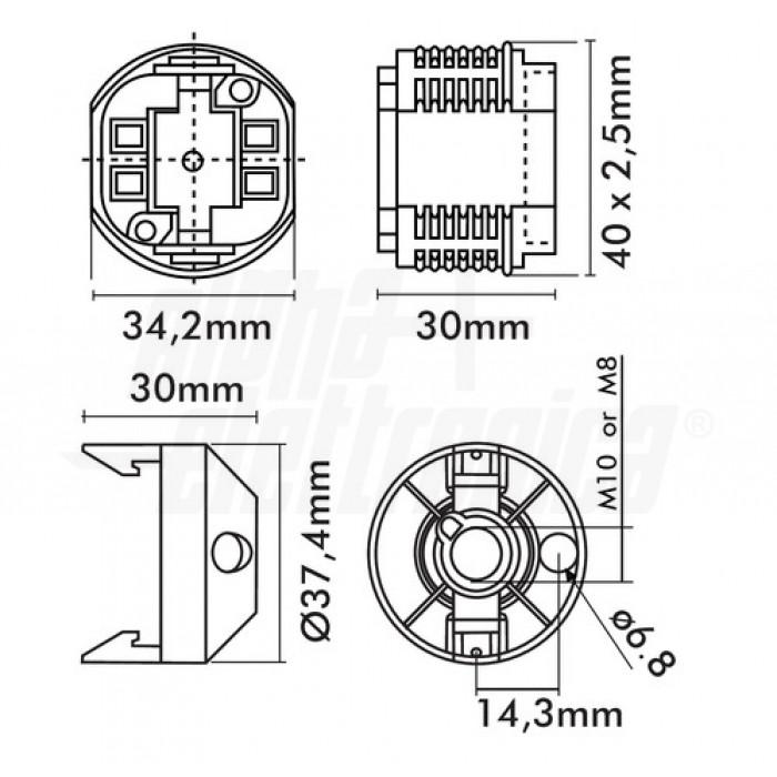 23-9-146 - Portalampada G24 - no Key - 4 pin - Beige - Alpha Elettronica